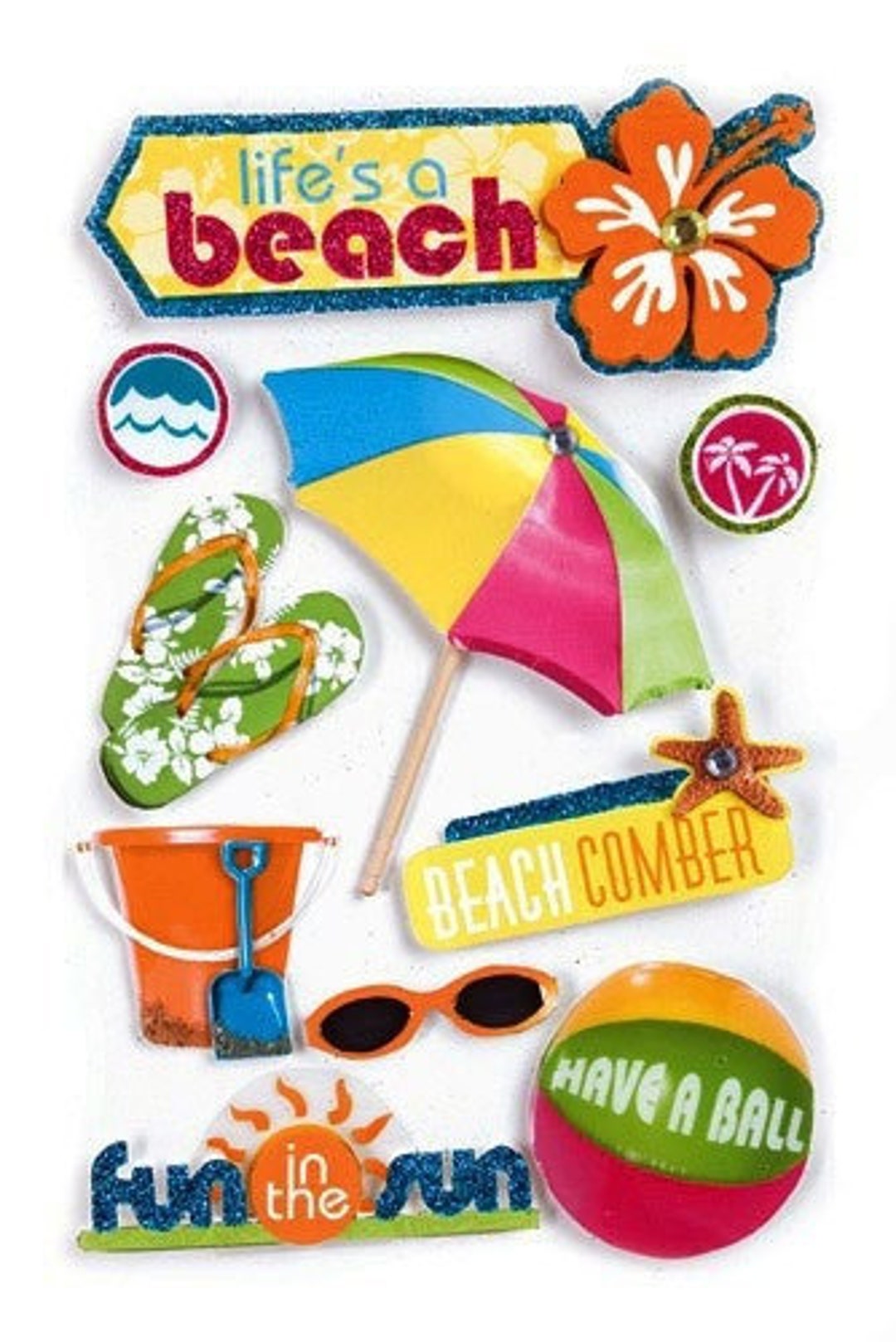 Paper House Beach 3D Scrapbooking Sticker Summer Scrapbooking Sticker ...