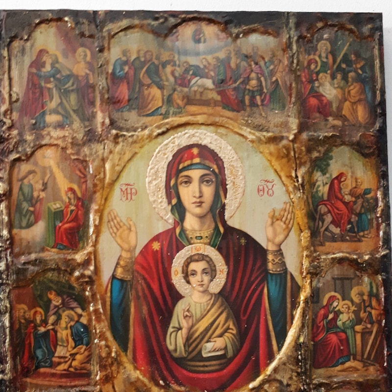 Virgin Mary Icon - Etsy