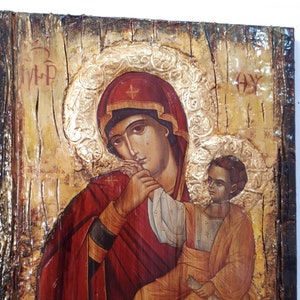 Virgin Mary Panagia Paramythia Icon-orthodox Greek Byzantine Wood ...