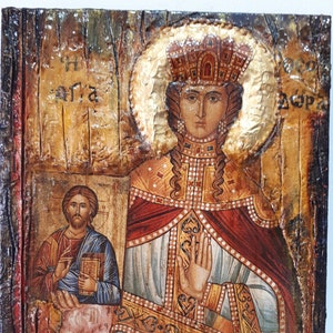 Saint St. Theodora the Empress Augusta Icon- Orthodox Greek Half Body ...