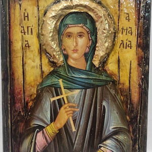 Saint St. Amelia, Amalia Icon-handmade Greek Orthodox Icons - Etsy