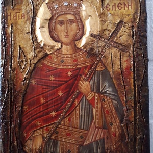 Antique Style Saint Helen Icon-handmade Greek Orthodox - Etsy