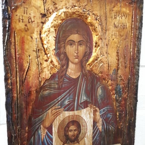 Saint St. Veronica Issue of Blood Icon Rare Byzantine Greek Orthodox ...