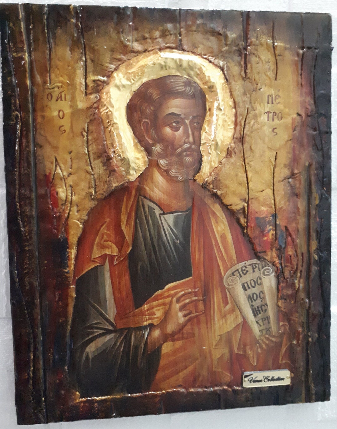 Saint St Peter the Apostle Icon- Greek Handmade Orthodox Byzantine ...
