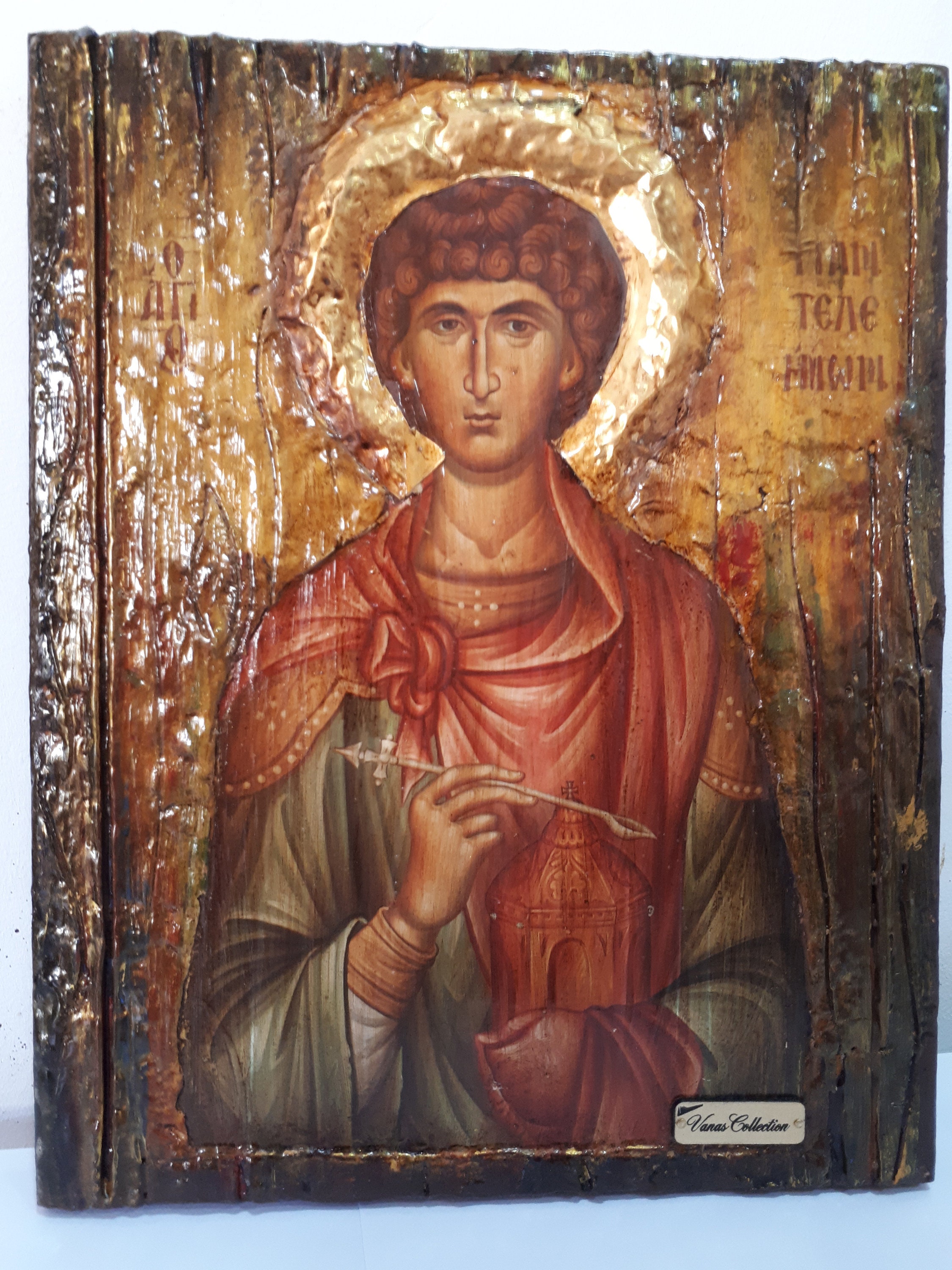 Saint St. Panteleimon Icon-Orthodox Russian Greek Byzantine Antique ...