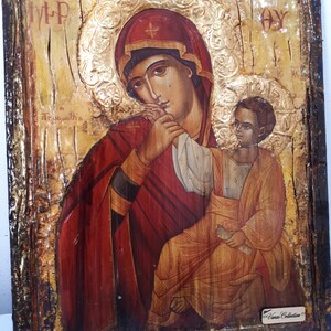 Virgin Mary Panagia Paramythia Icon-orthodox Greek Byzantine Wood ...