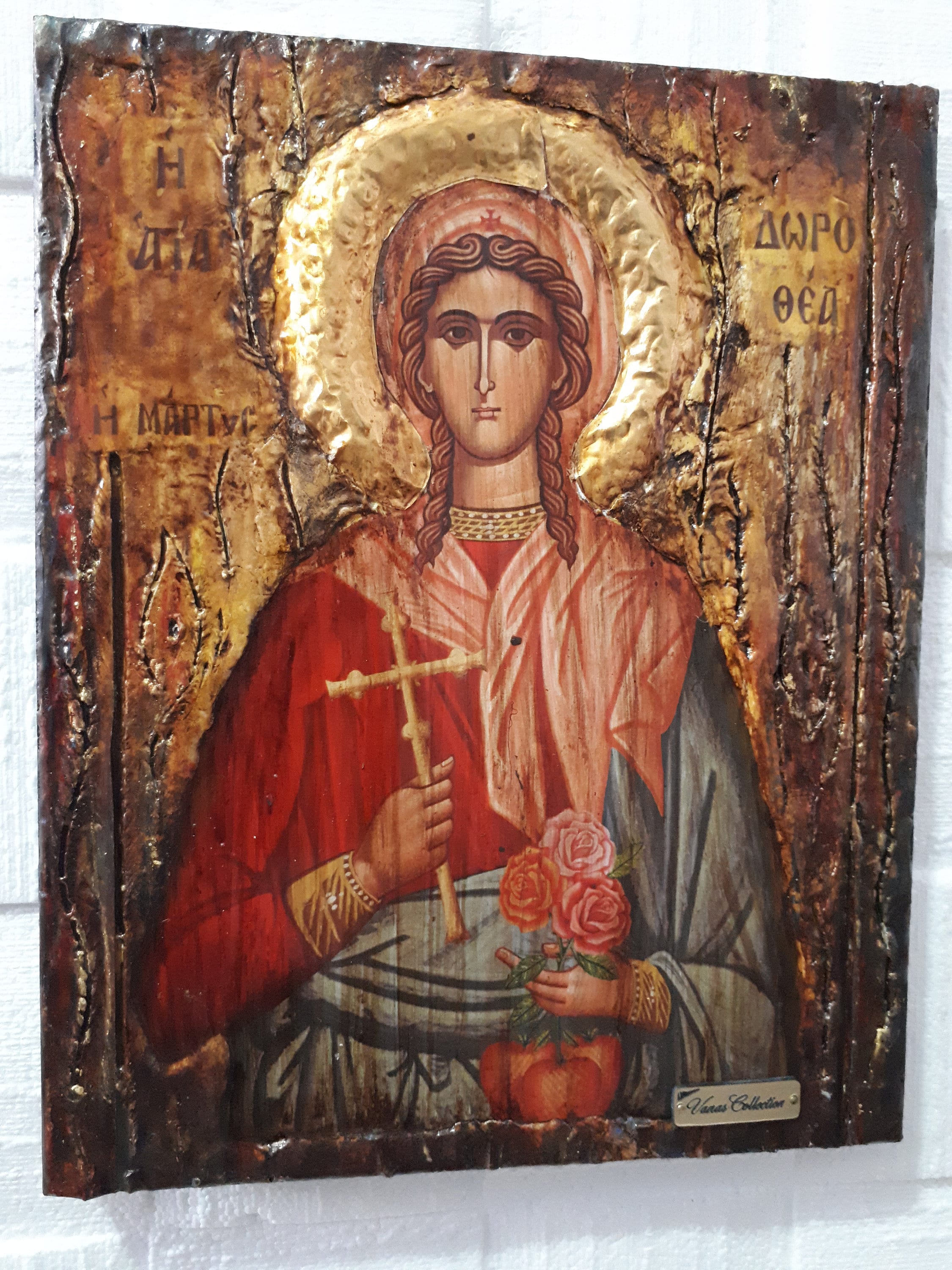 St. Dorothea Dorothy the Martyr of Caesarea Icon-Wooden Greek Byzantine ...