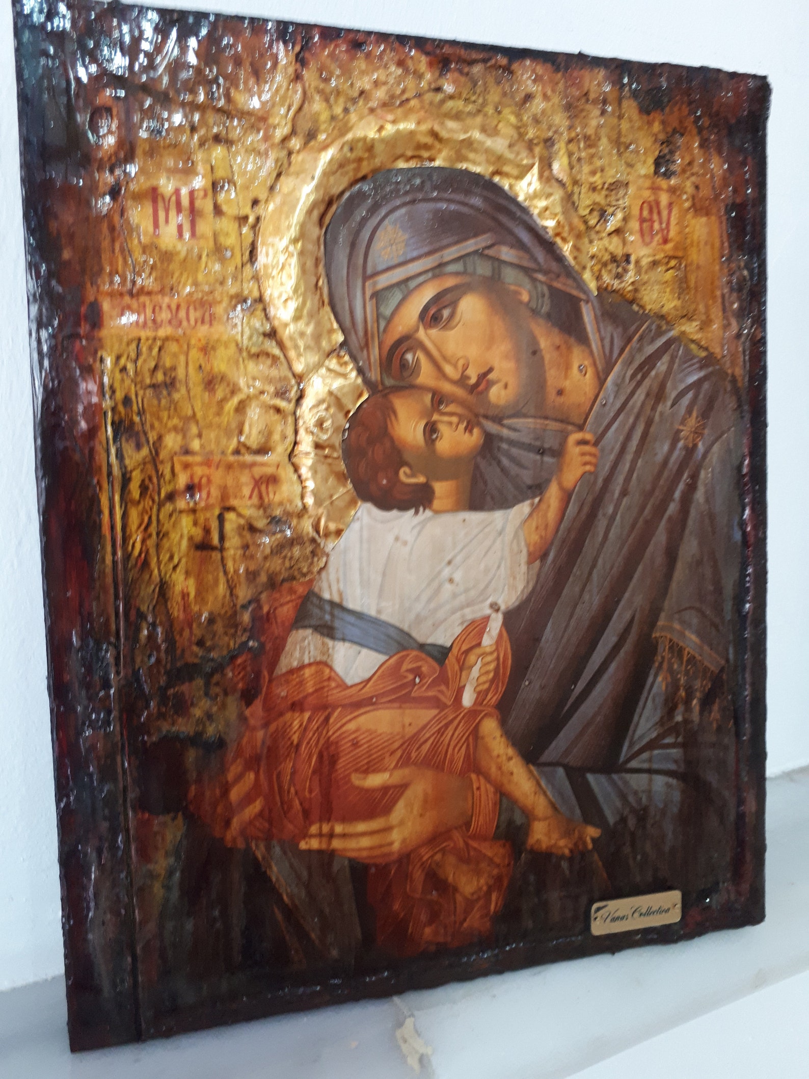 Virgin Mary Eleousa Jesus Christ Icon Handmade Greek - Etsy