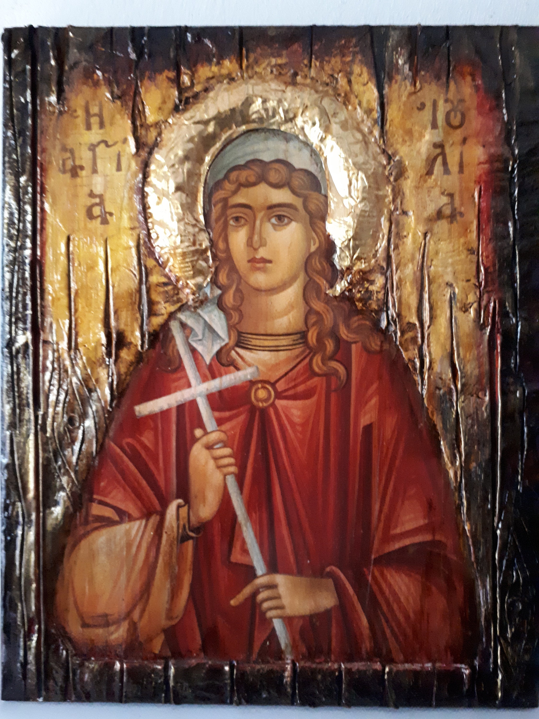 Icon of Saint Ioulia Julia on Wood-Agia Ioylia-Greek Orthodox Byzantine ...