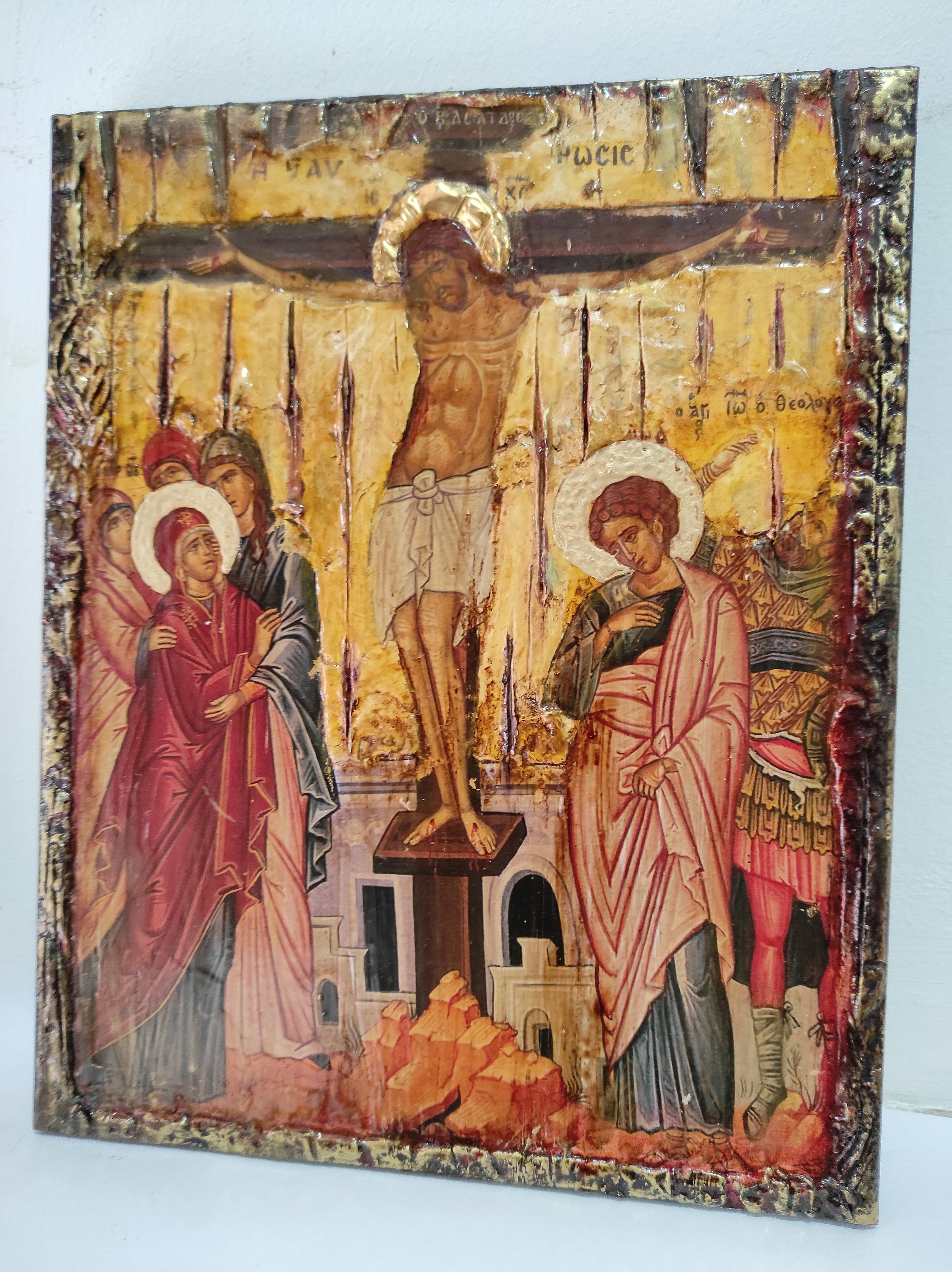 Crucifixion of Jesus Christ Icon- Unique Greek Orthodox Byzantine Icons ...