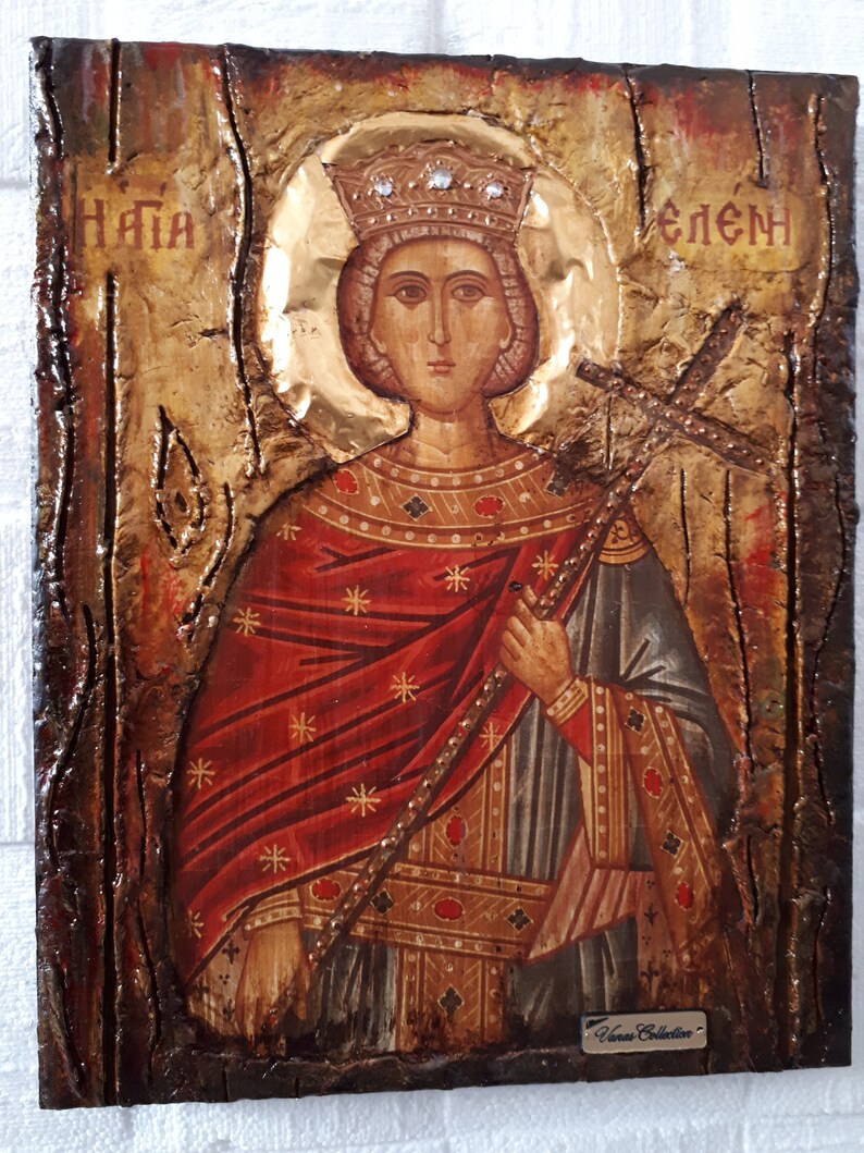Antique Style Saint Helen Icon-handmade Greek Orthodox Byzantine ...