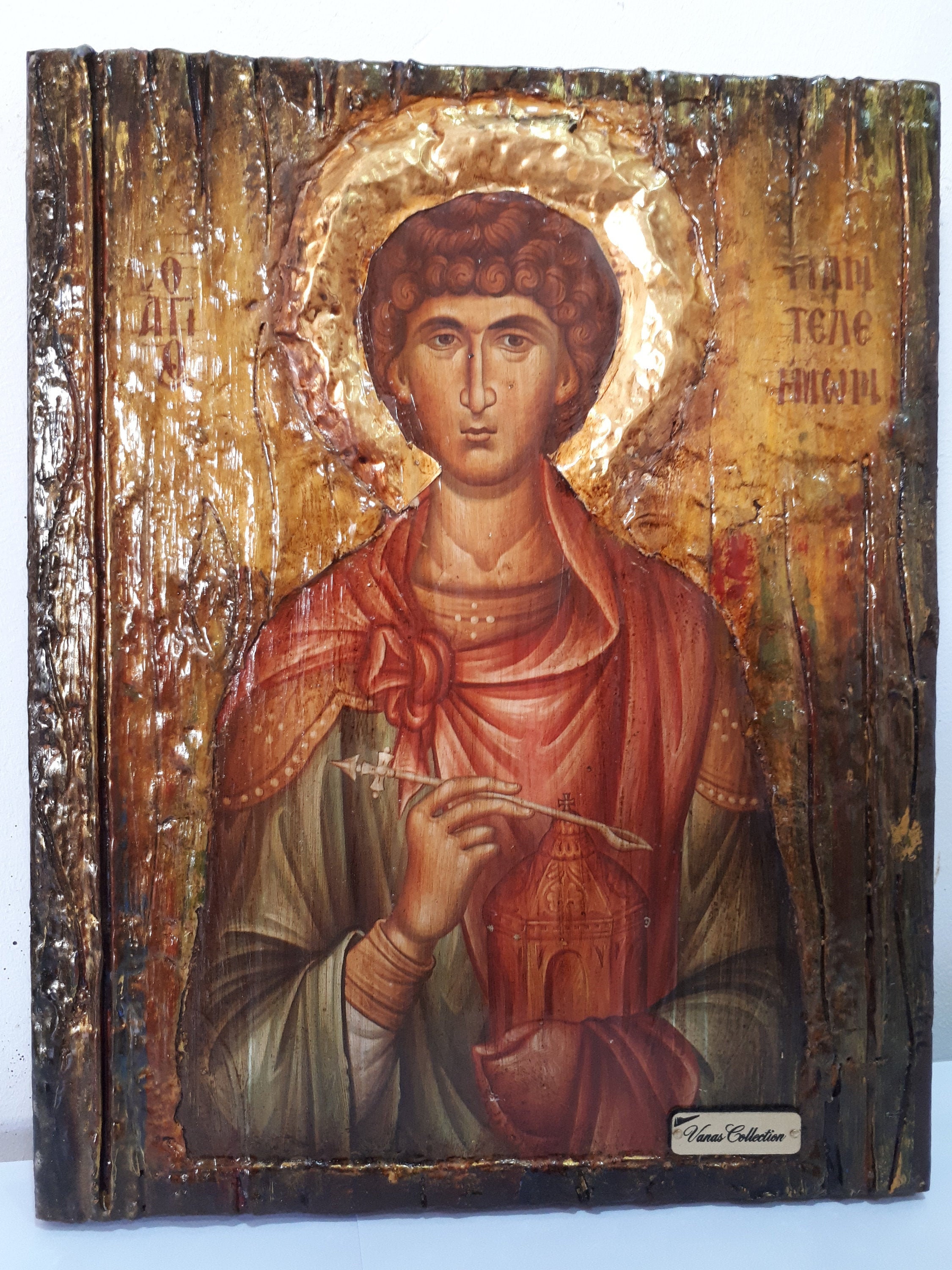 Saint St. Panteleimon Icon-Orthodox Russian Greek Byzantine Antique ...