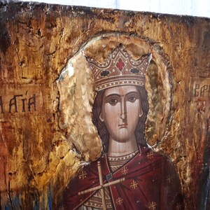 Saint St. Barbara Varvara Icon - Handmade Greek Orthodox Byzantine ...