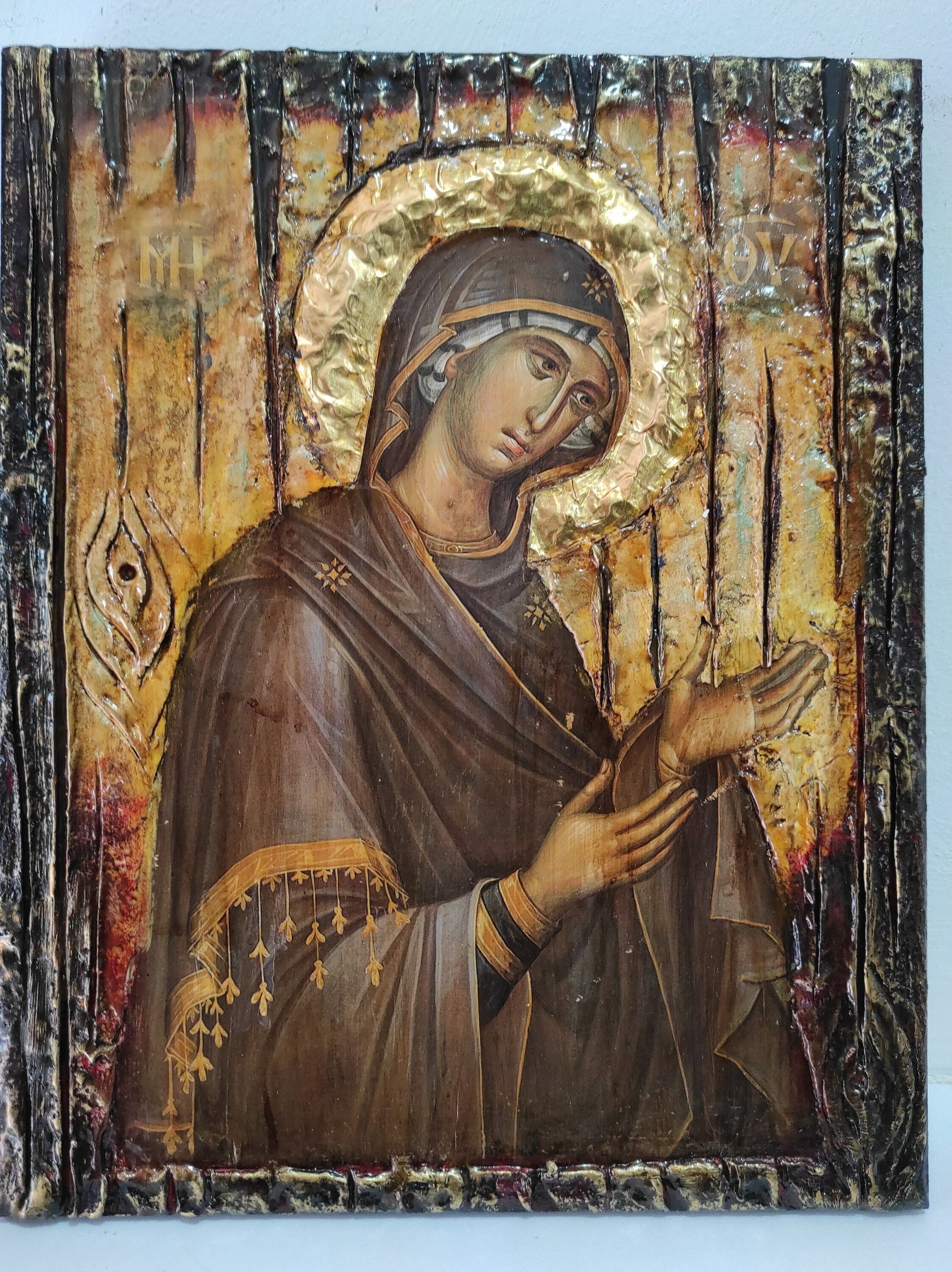 Virgin Mary Supplicating Panagia Icon-Greek Orthodox Byzantine Russian ...