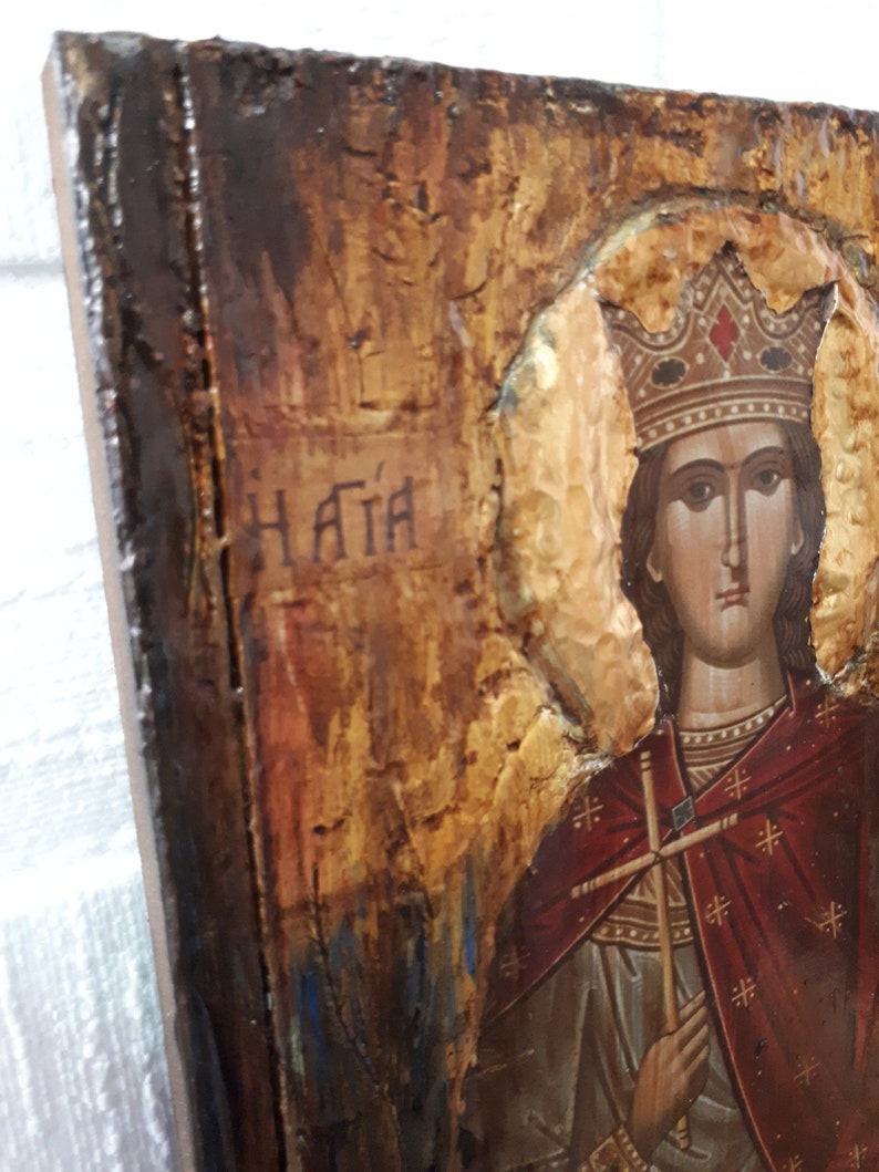 Saint St. Barbara Varvara Icon Handmade Greek Orthodox | Etsy