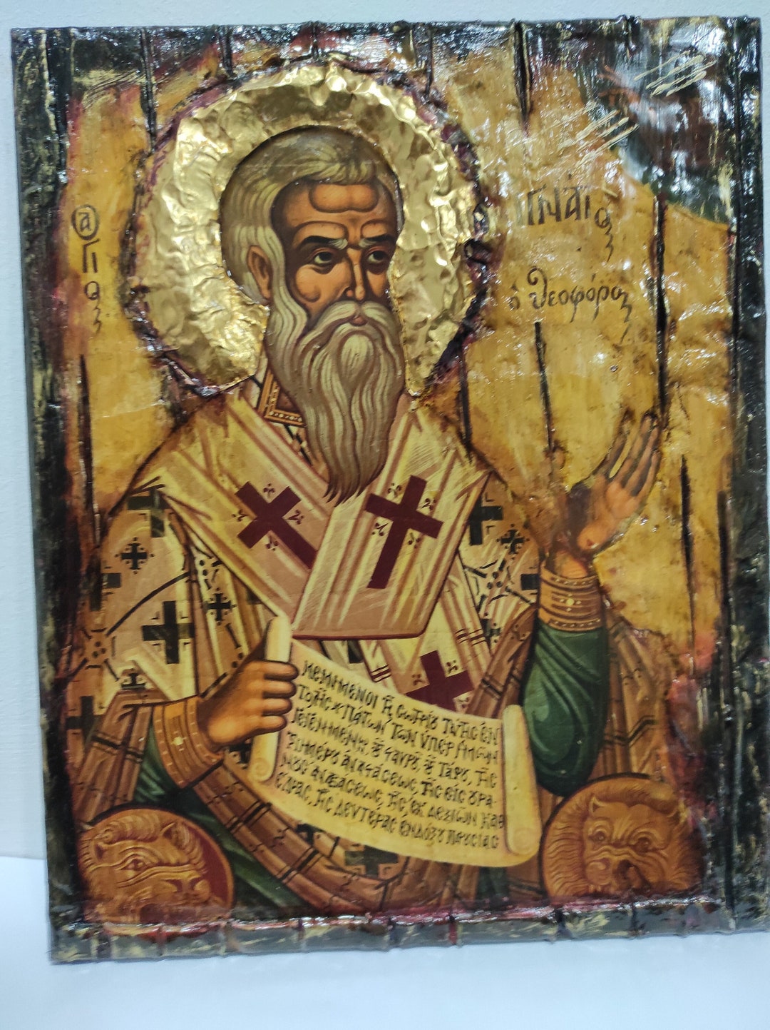 Saint St. Ignatius Ignatios icon-handmade Greek Byzantine - Etsy Sweden