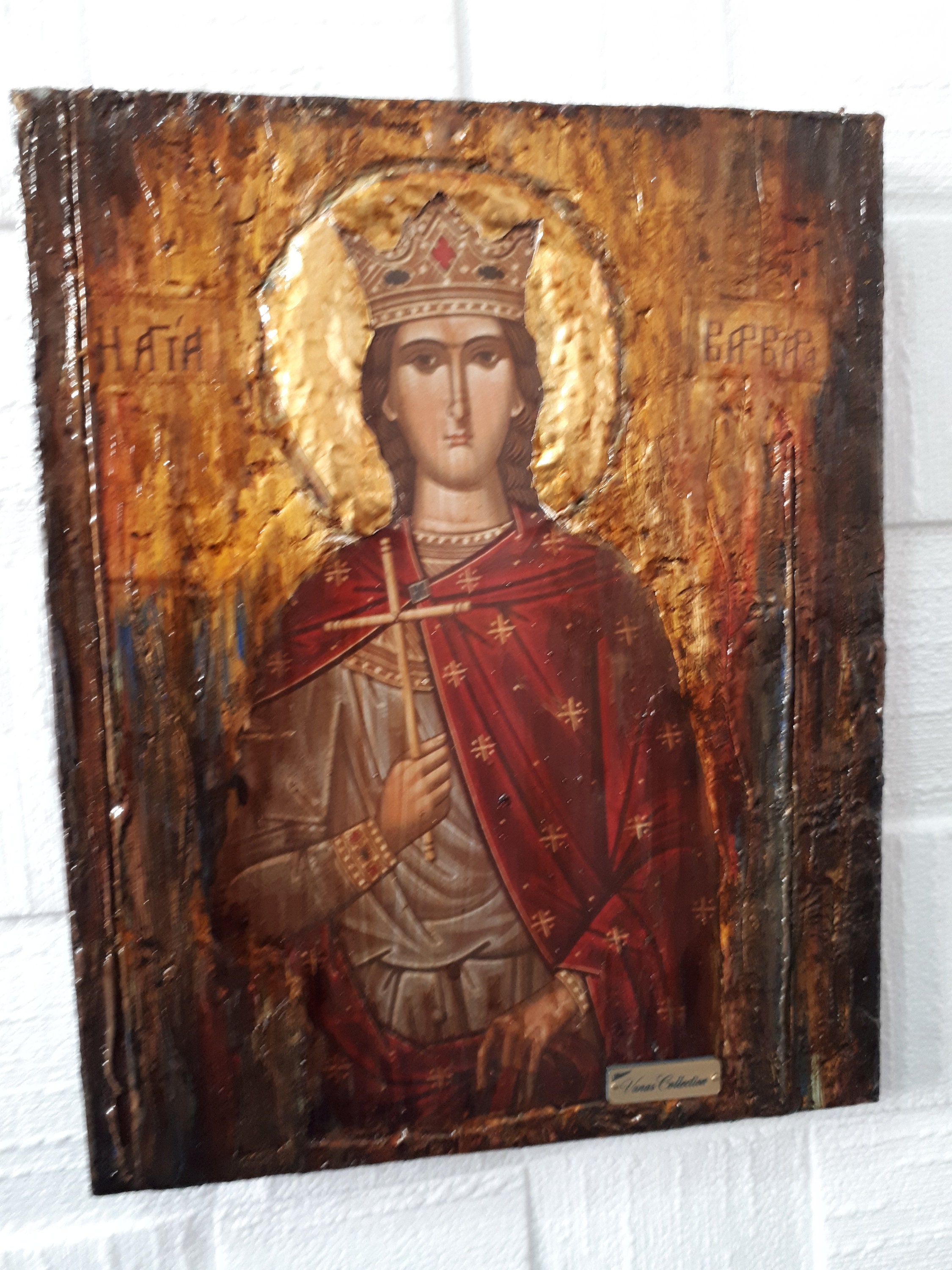 Saint St. Barbara Varvara Icon Handmade Greek Orthodox - Etsy