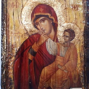 Virgin Mary Panagia Paramythia Icon-orthodox Greek Byzantine Wood ...