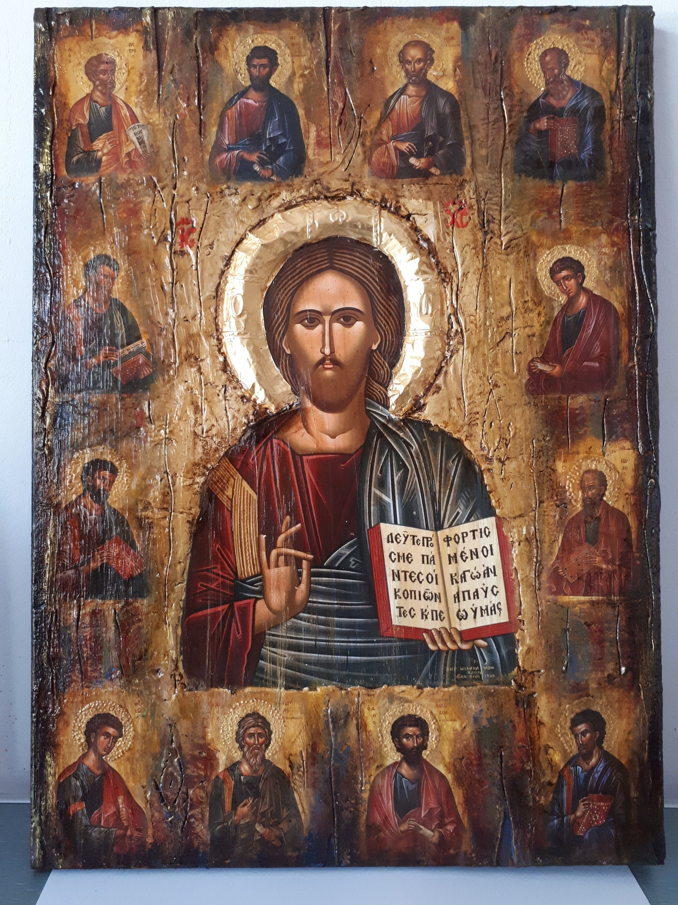 Jesus Christ The Blessed-12 Apostles Icon-Orthodox Greek Byzantine Icons