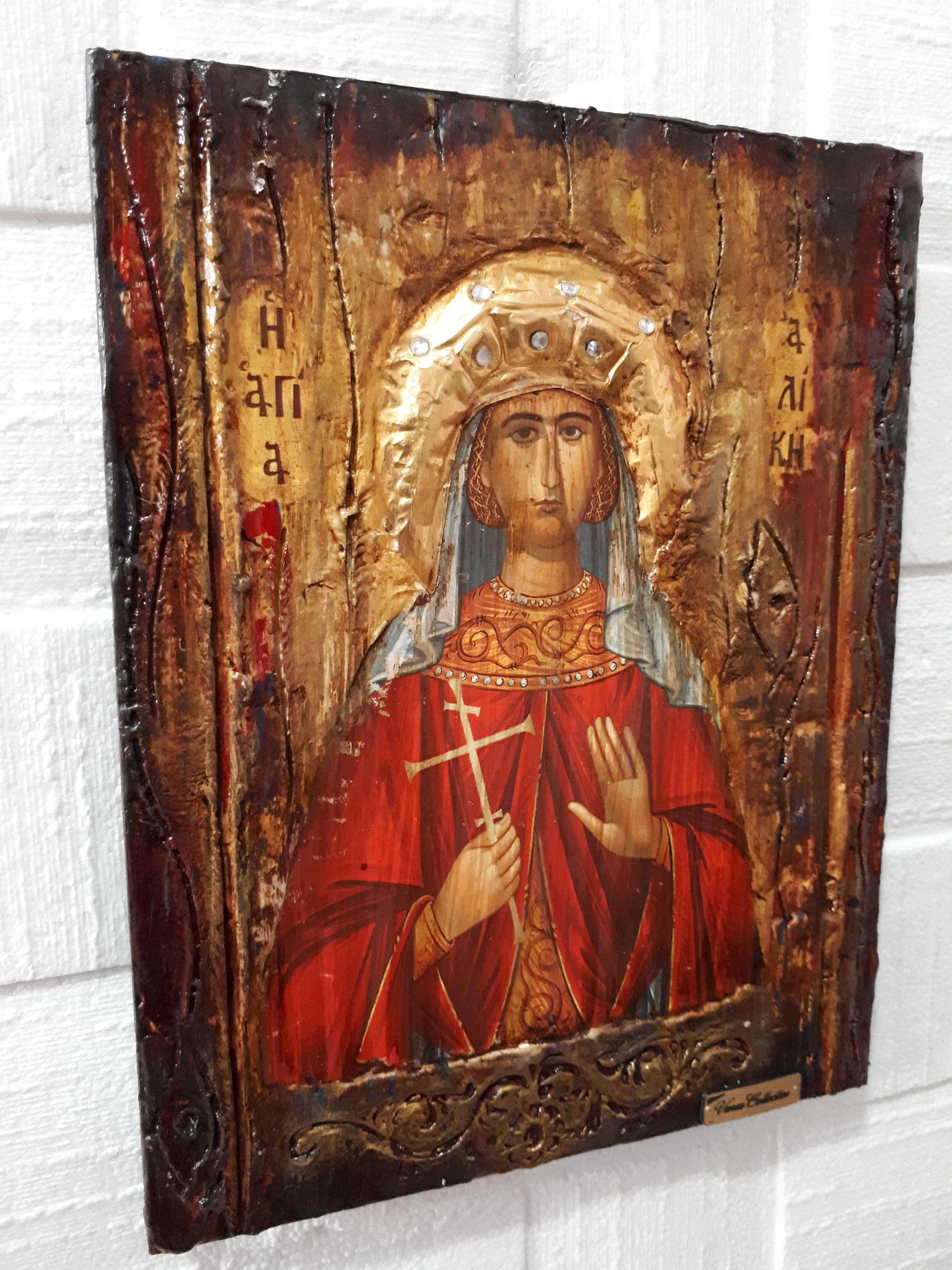 Saint Alice Aliki Icon-Greek Orthodox Byzantine Christian Antique Style ...