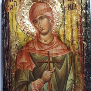 Saint St. Xenia Antique Style Icon on Wood-greek Orthodox - Etsy