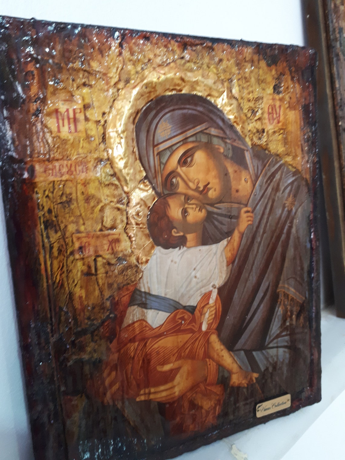 Virgin Mary Eleousa Jesus Christ Icon Handmade Greek - Etsy