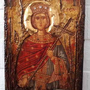 Antique Style Saint Helen Icon-handmade Greek Orthodox | Etsy