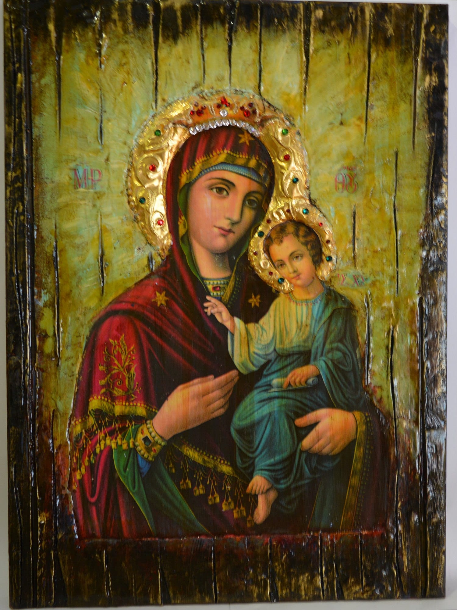 Virgin Mary and Jesus Christ Hodegetria Hagiographer Icon- Greek ...