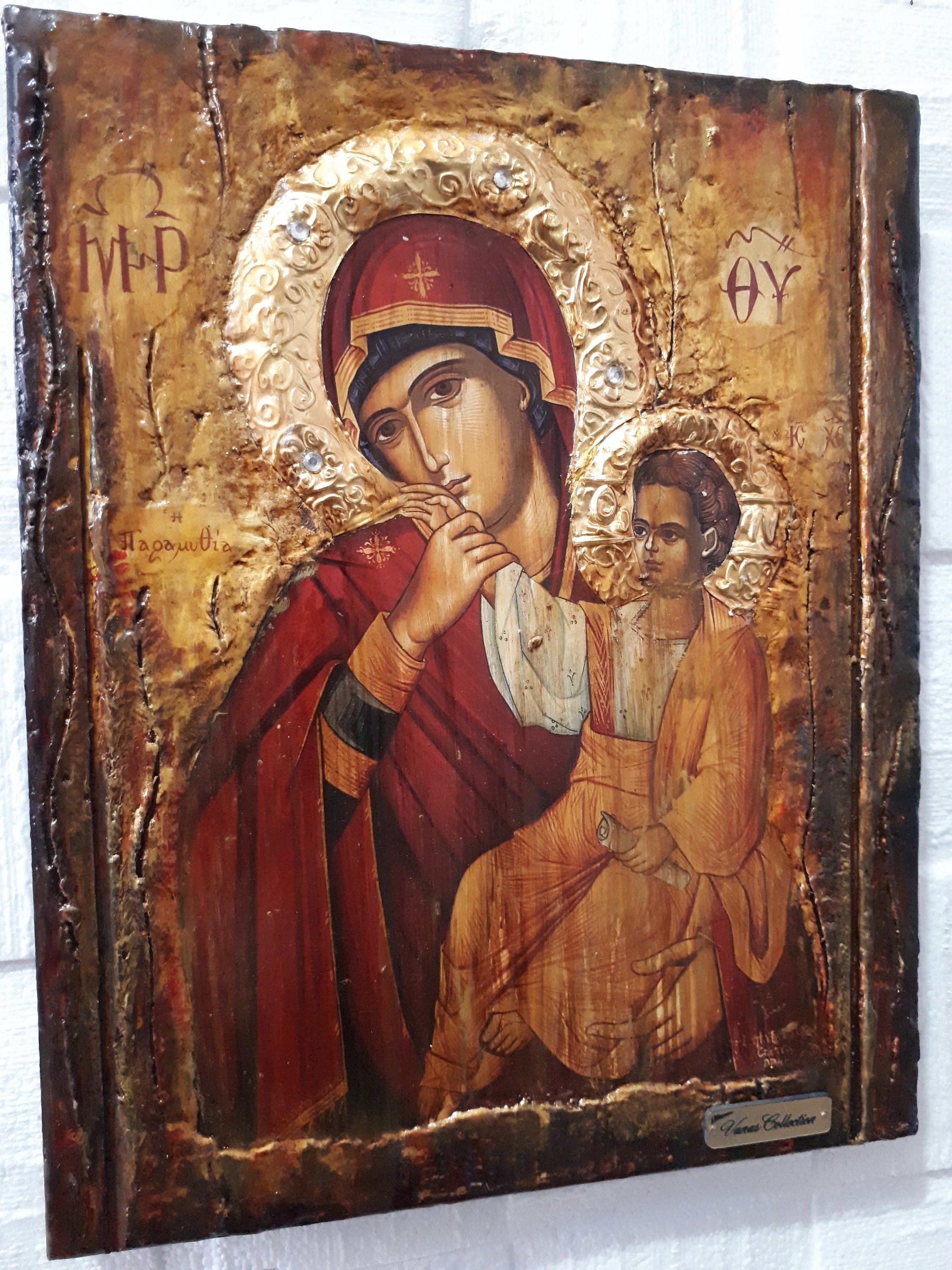Virgin Mary Panagia Paramythia-Orthodox Greek Byzantine Wood Antique ...