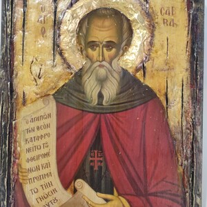 Saint St Savvas Savas Icon-greek Orthodox Byzantine Handmade Antique ...