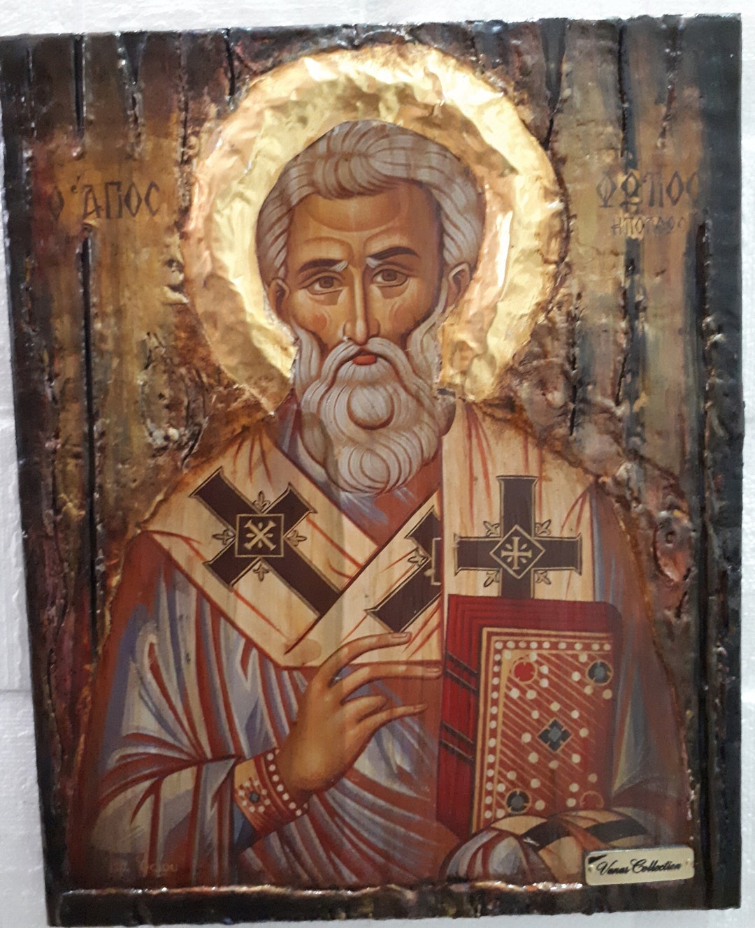 Saint Fotios Greek Orthodox Icon: Wood Aged Religious Art - Etsy