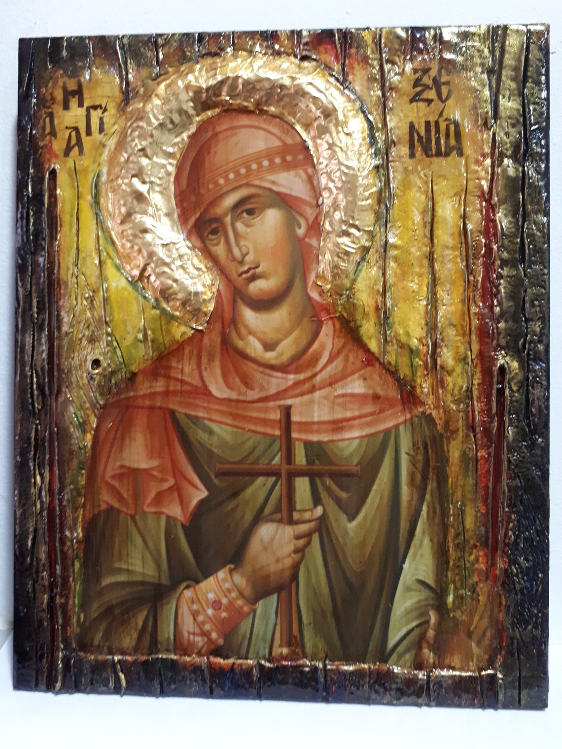 Saint St. Xenia Antique Style Icon on Wood-greek Orthodox - Etsy