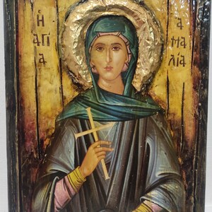 Saint St. Amelia, Amalia Icon-handmade Greek Orthodox Icons - Etsy