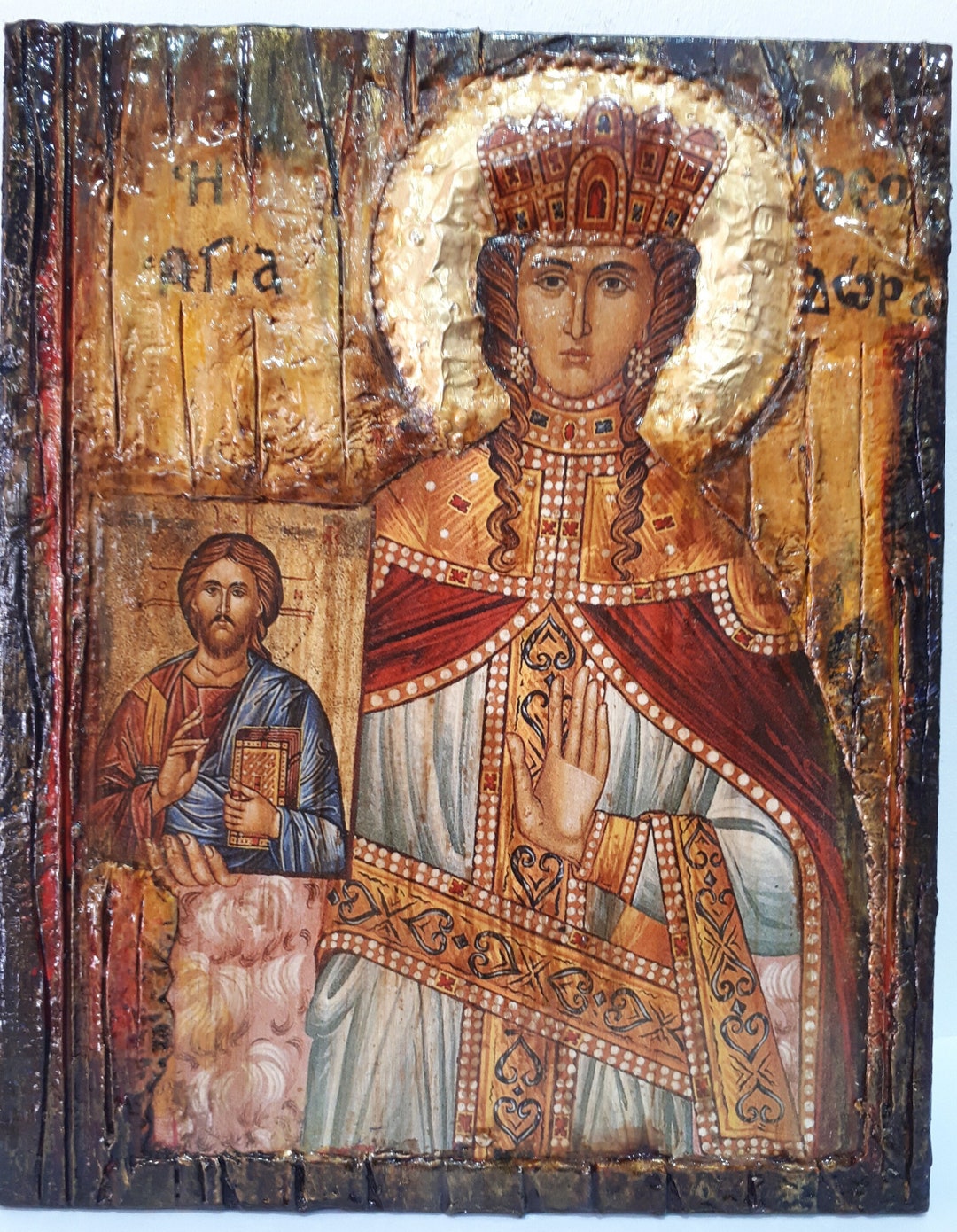 Saint St. Theodora the Empress Augusta Icon- Orthodox Greek Half Body ...