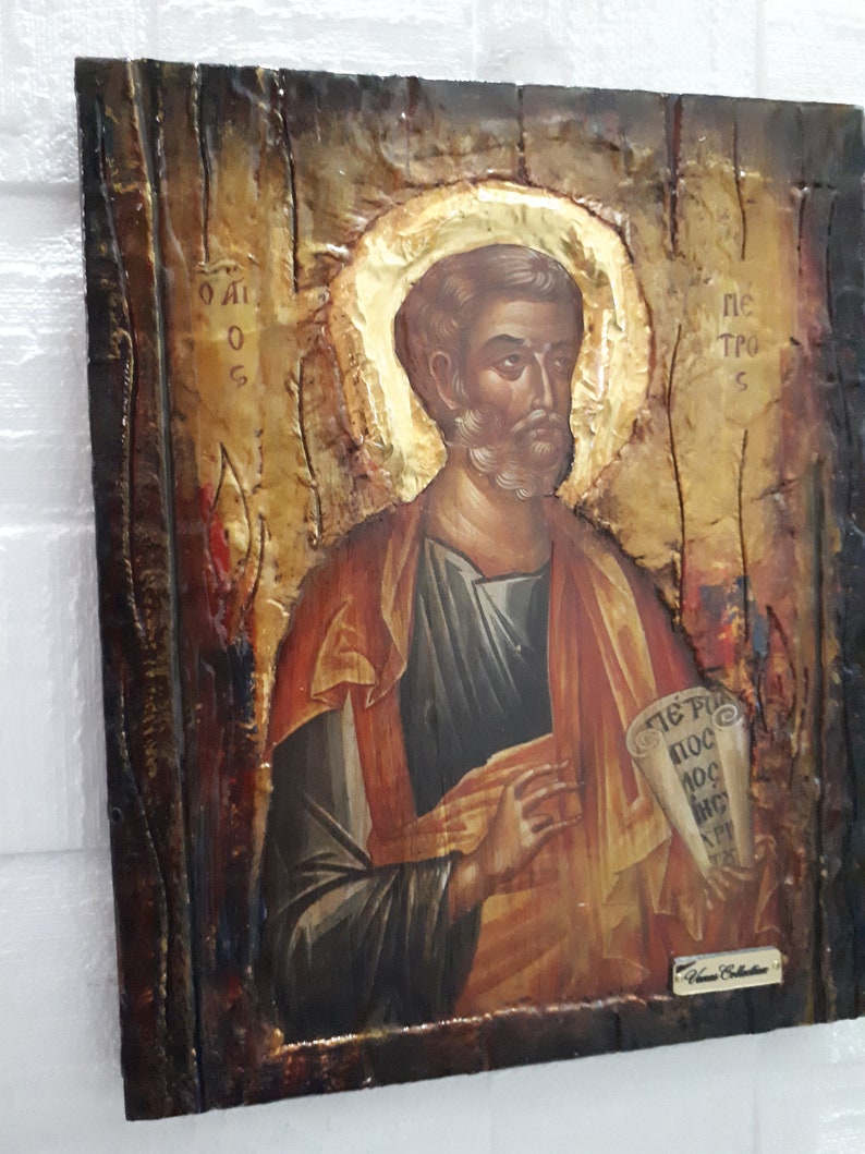 Saint St Peter the Apostle Icon Greek Handmade Orthodox - Etsy