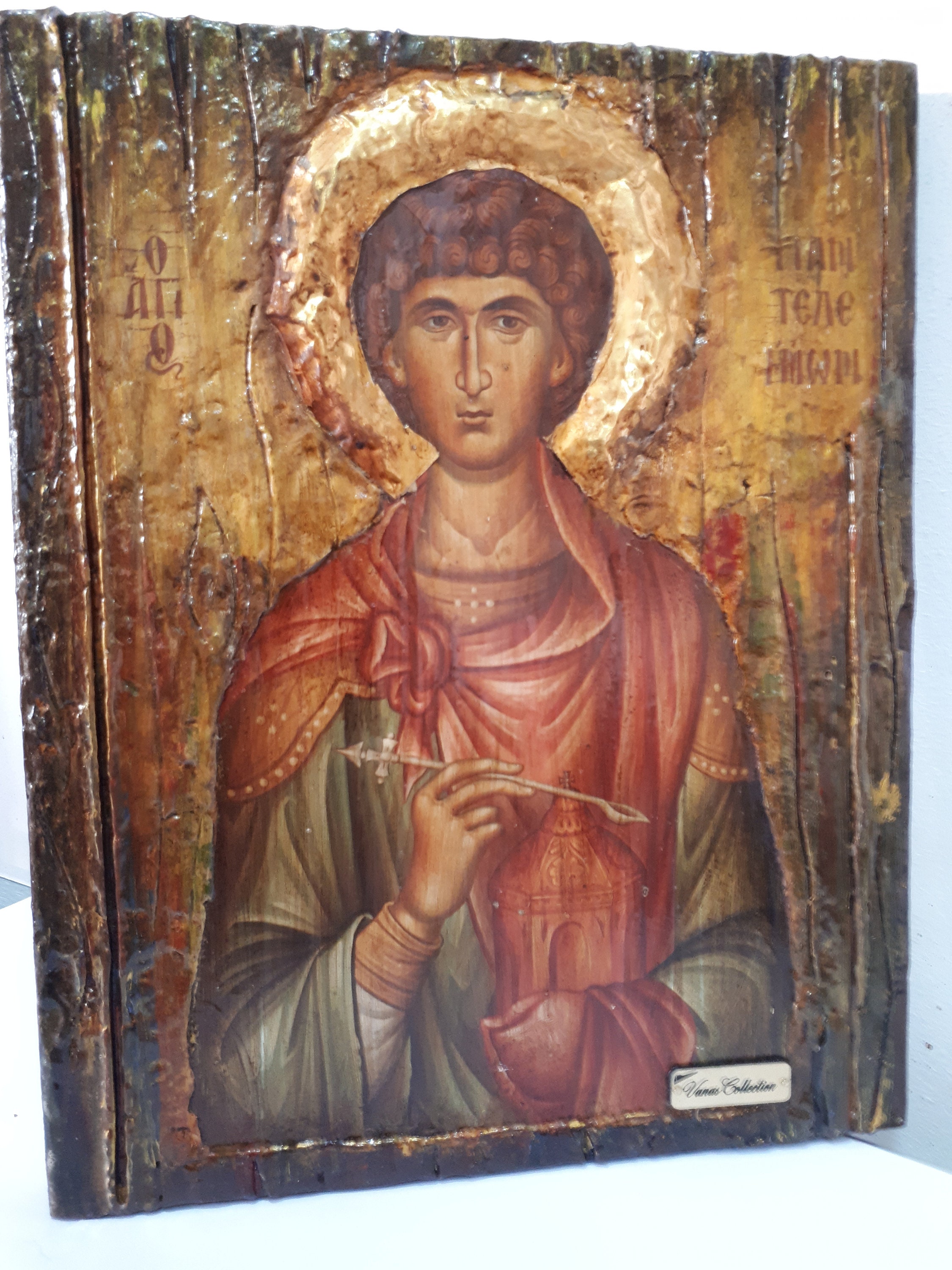 Saint St. Panteleimon Icon-Orthodox Russian Greek Byzantine Antique ...