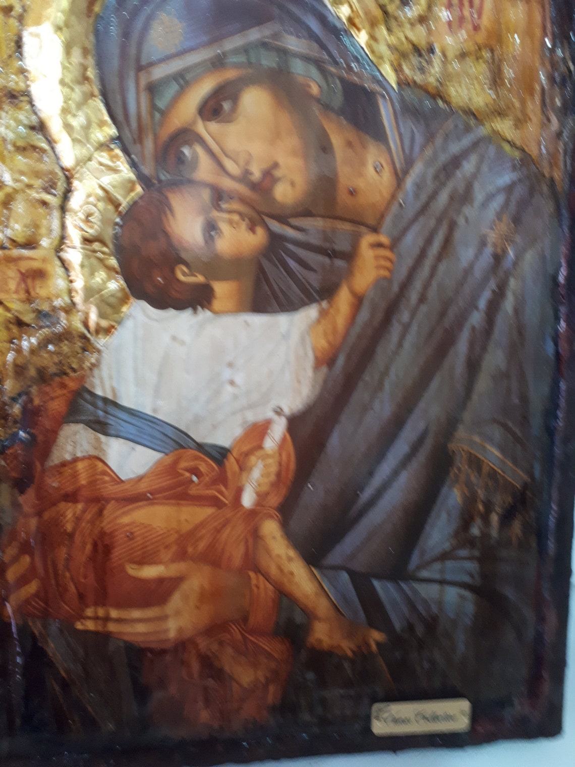 Virgin Mary Eleousa Jesus Christ Icon Handmade Greek - Etsy