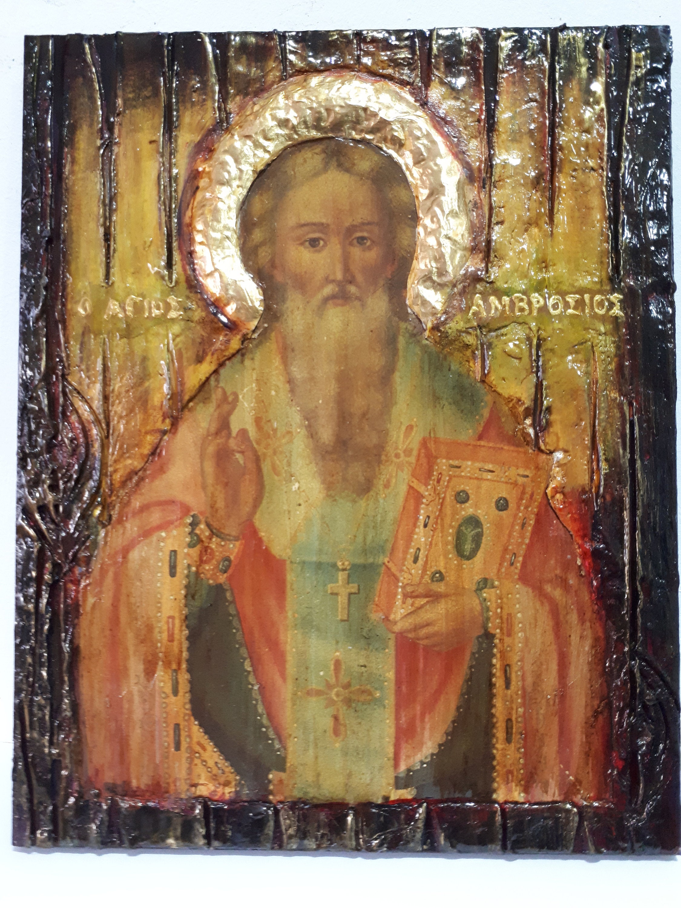 Saint Ambrose Ambrosius Amvrosios ΑΓΙΟΣ ΑΜΒΡΟΣΙΟΣ Icon-Greek Orthodox ...