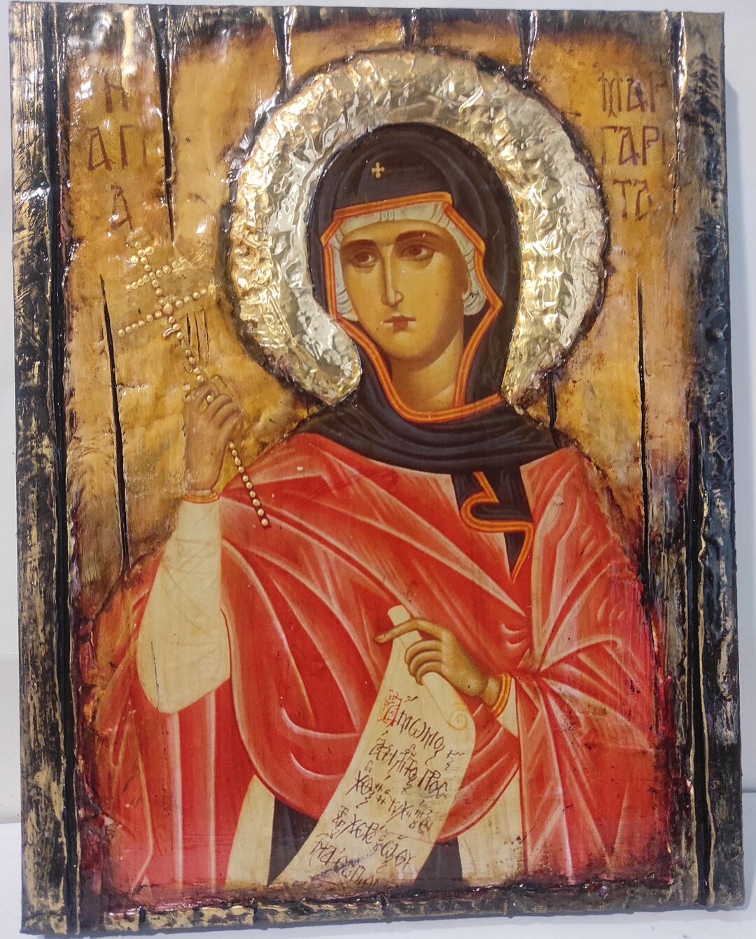 Saint St. Margarita the Martyr Icon-wooden Greek Byzantine Icons ...