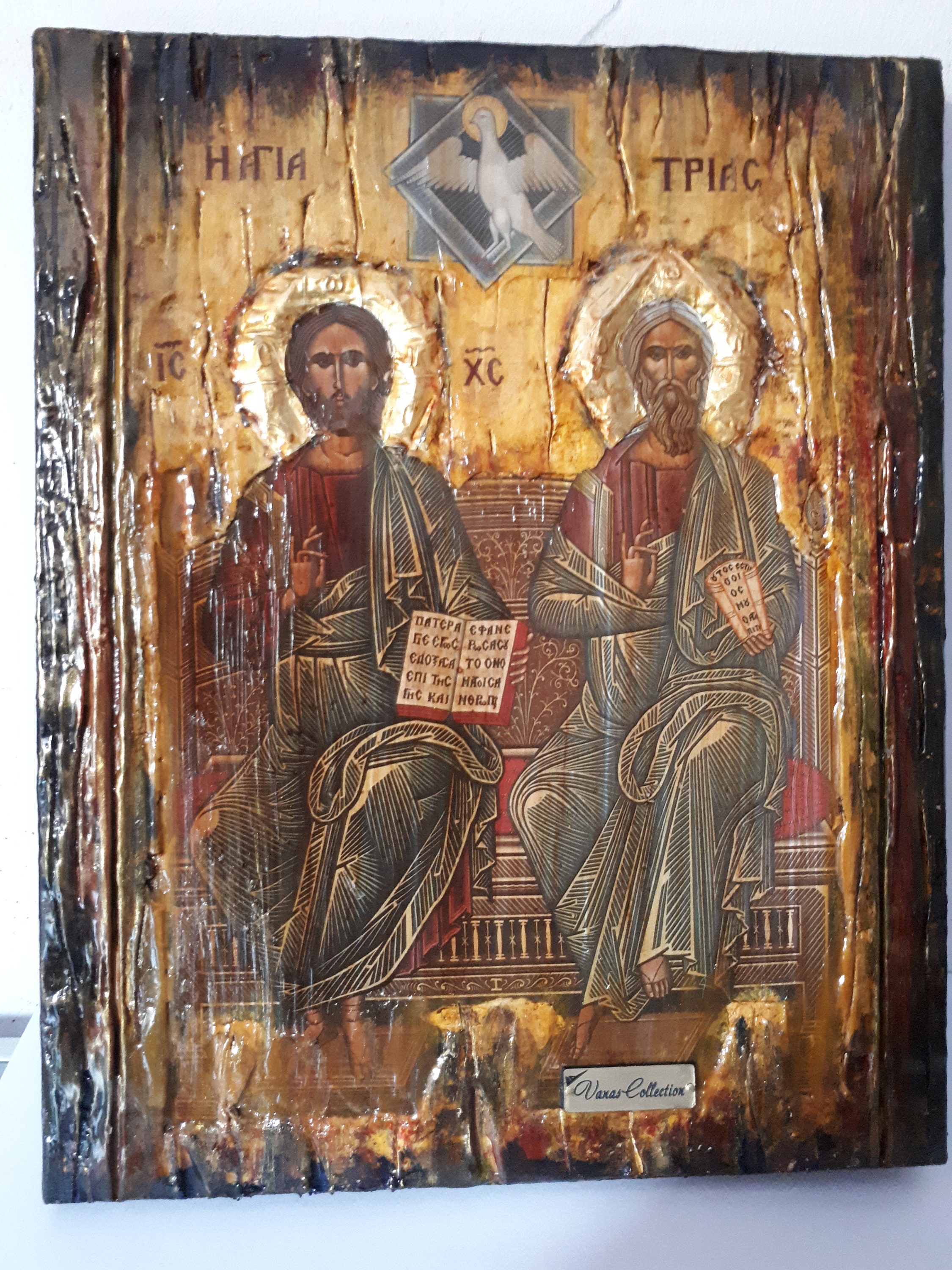 Holy Trinity, Agia Trias Icon-Greek Byzantine Handmade Icons