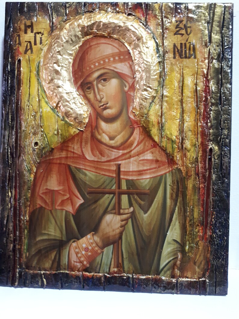Saint St. Xenia Antique Style Icon on Wood-greek Orthodox - Etsy