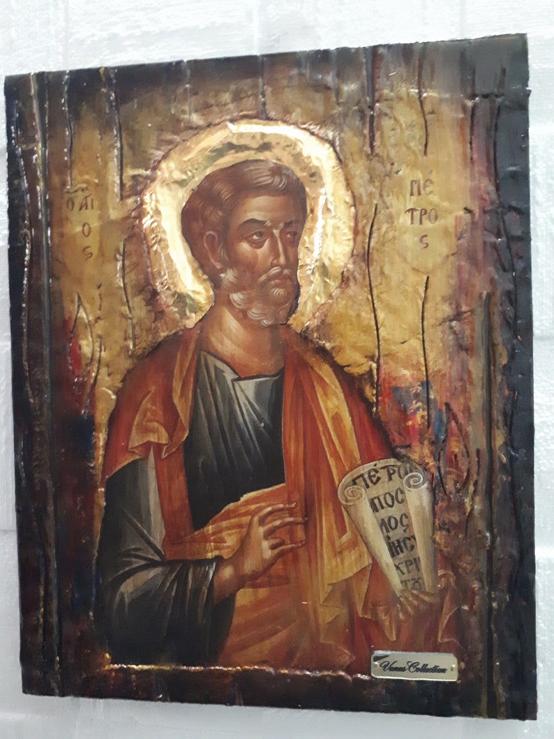 Saint St Peter the Apostle Icon Greek Handmade Orthodox - Etsy