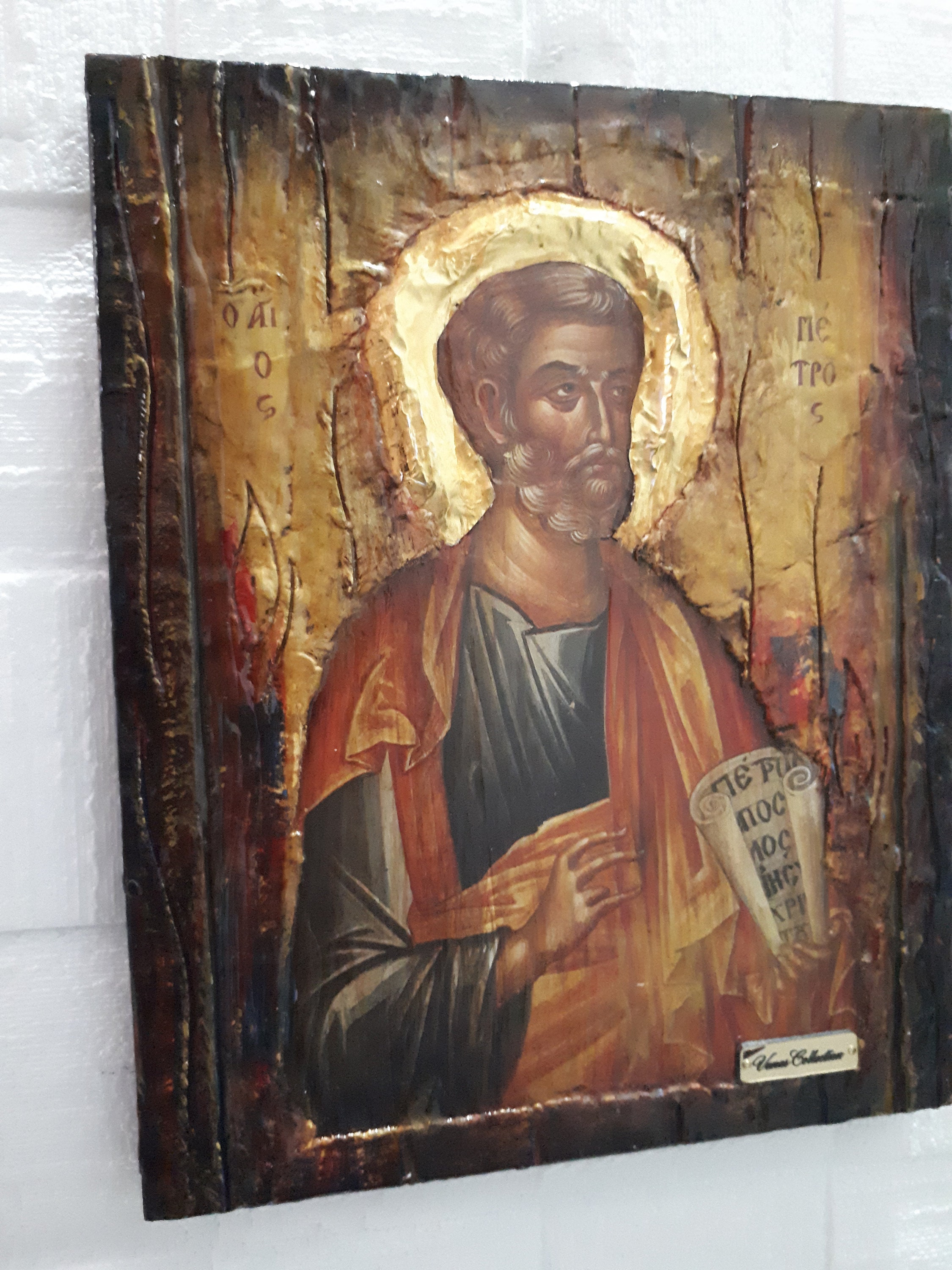 Saint St Peter the Apostle Icon- Greek Handmade Orthodox Byzantine ...