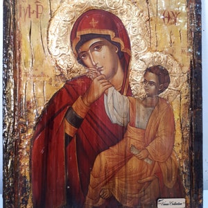 Virgin Mary Panagia Paramythia Icon-orthodox Greek Byzantine Wood ...