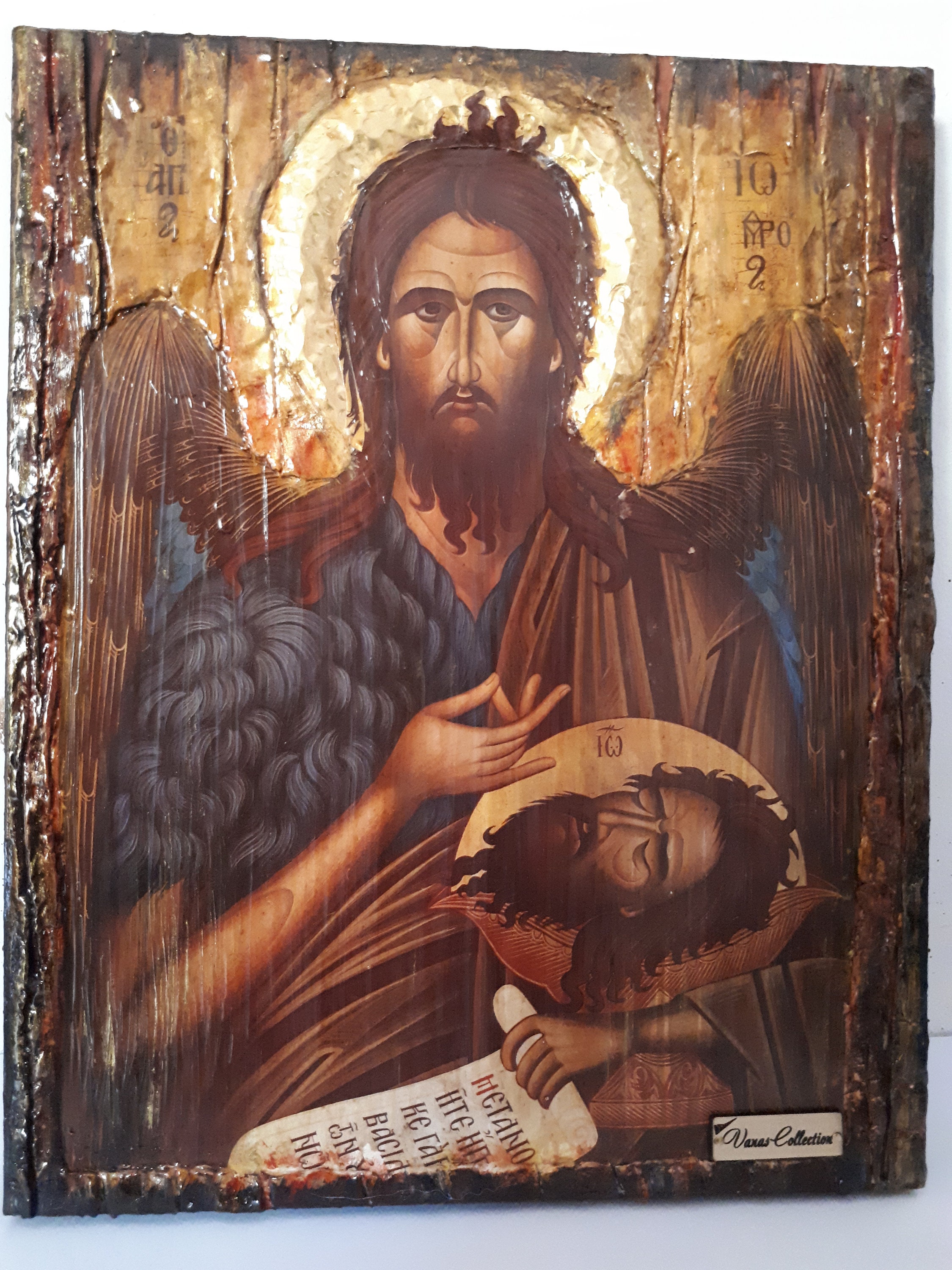 Saint John Ioannis the Baptist Handmade wood Icon- Greek Russian ...