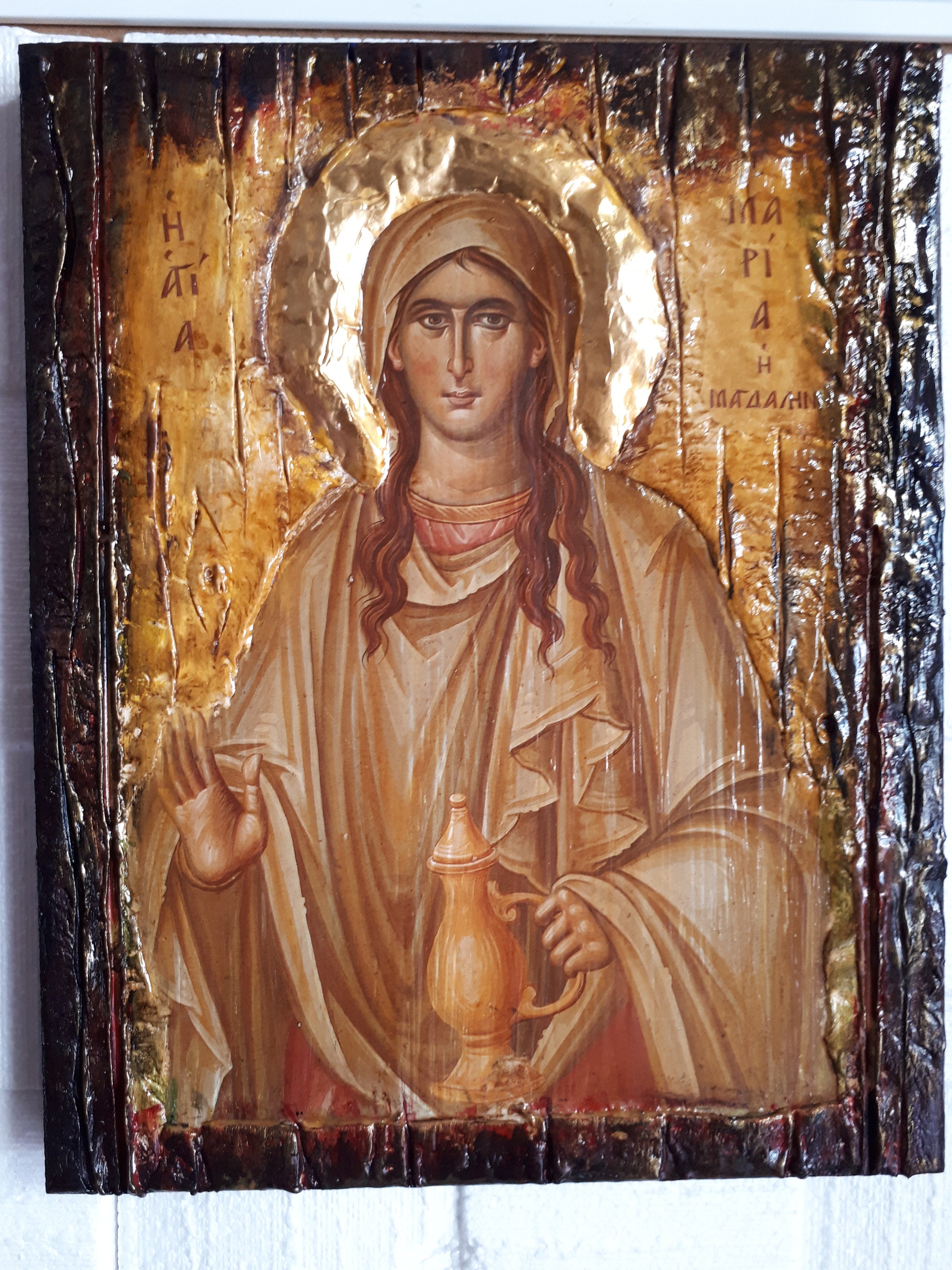 Saint St Maria Magdalini Icon on Wood-Greek Orthodox Russian Icons