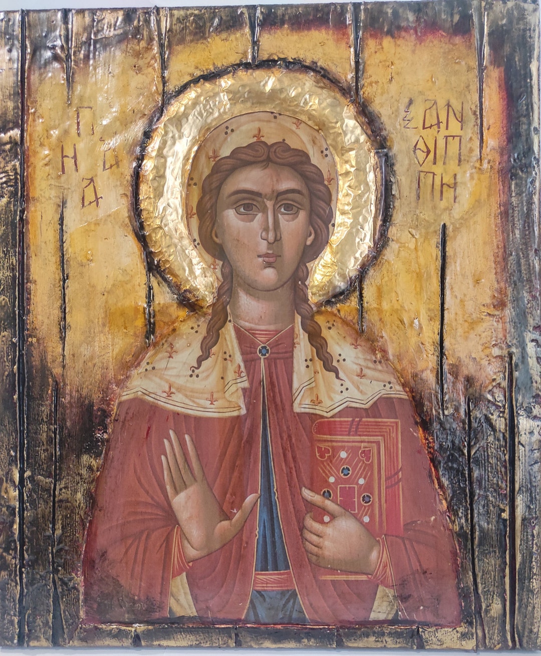 Saint St. Xanthippe Icon-handmade Greek Orthodox Byzantine Antique ...