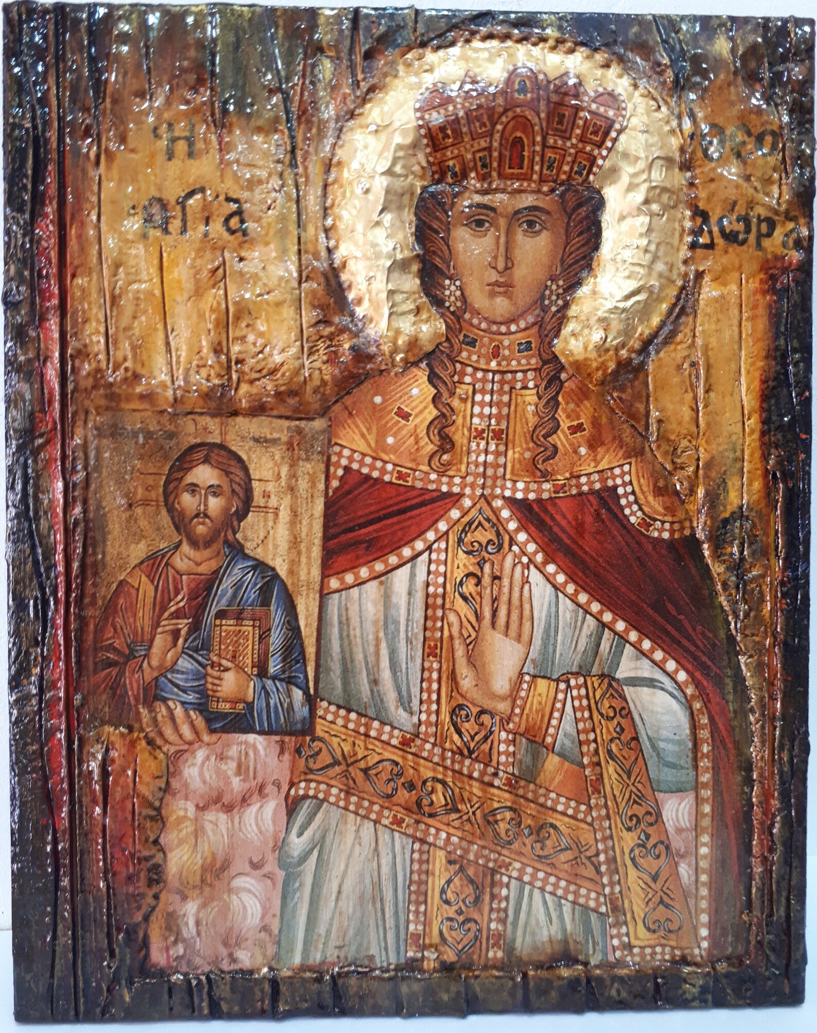 Saint St. Theodora the Empress Augusta Icon- Orthodox Greek Half Body ...