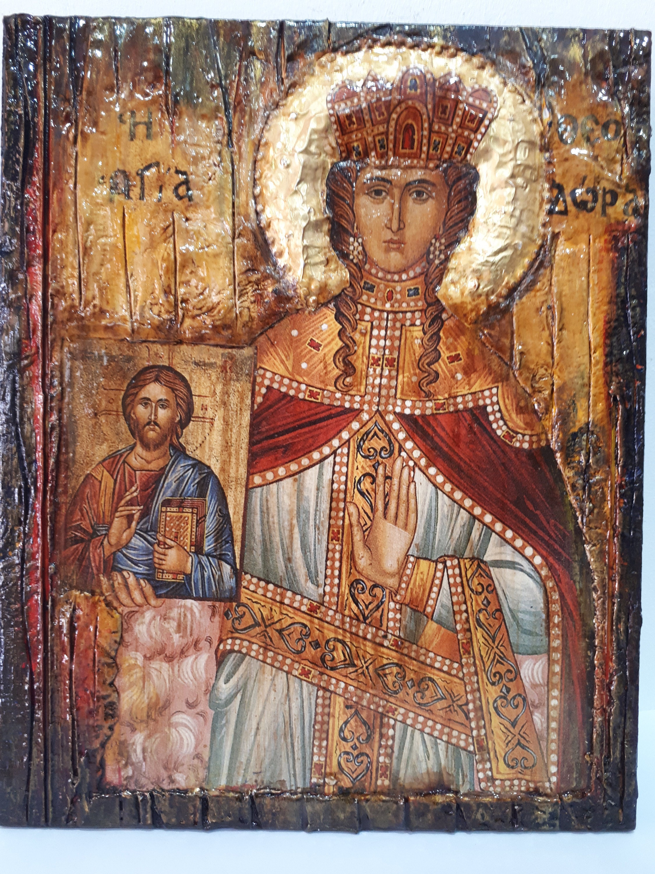 Saint St. Theodora the Empress Augusta Icon- Orthodox Greek Half Body Icons