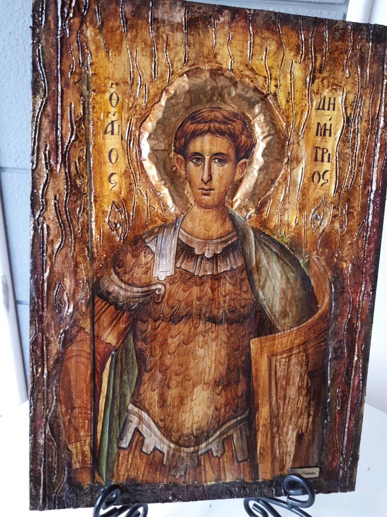 Saint St Dimitrios Demetrius Handmade Orthodox Icon Byzantine - Etsy